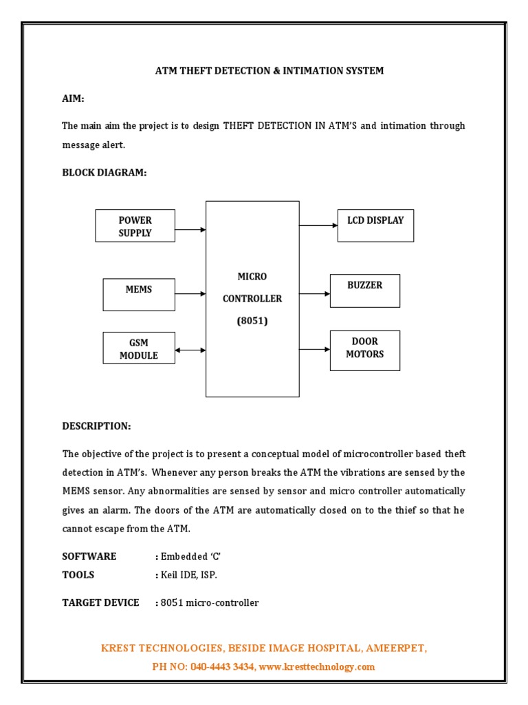 Detect Atm Theft And Notify With Sms Alert Pdf
