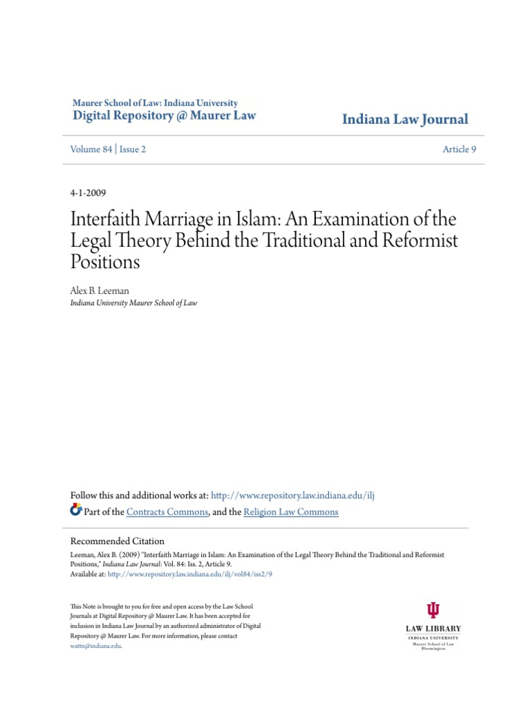 Interfaith Marriage In Islam An Examination Of The Legal Theory Pdf