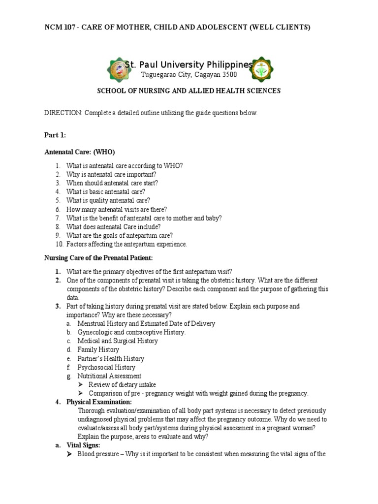 Guide Questions For NCM 107 | PDF | Pregnancy | Obstetrics
