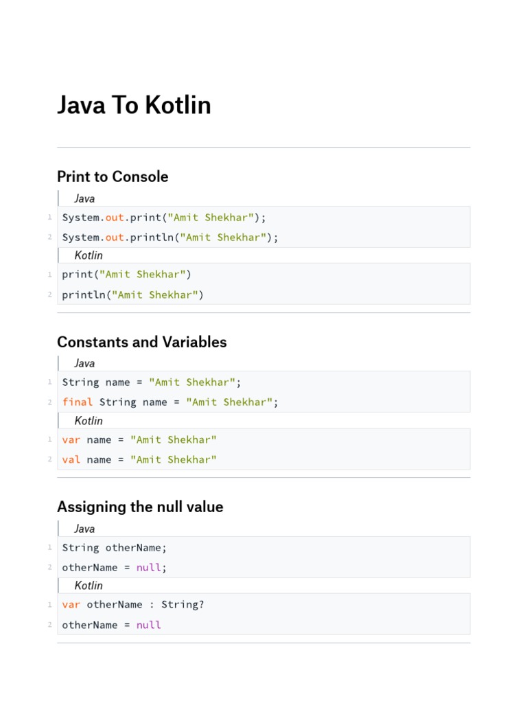 Java To Kotlin PDF | PDF | Formalism (Deductive) | Notation