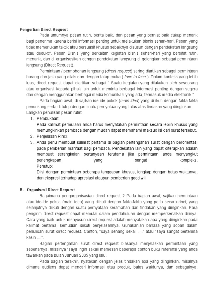 Pengertian Direct Request | PDF | Karier & Perkembangan