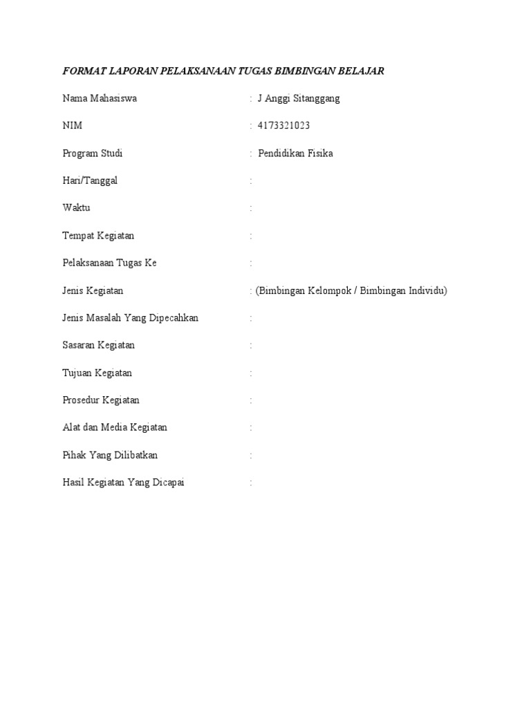 Laporan Bimbingan Belajar Fisika | PDF | Karier & Perkembangan