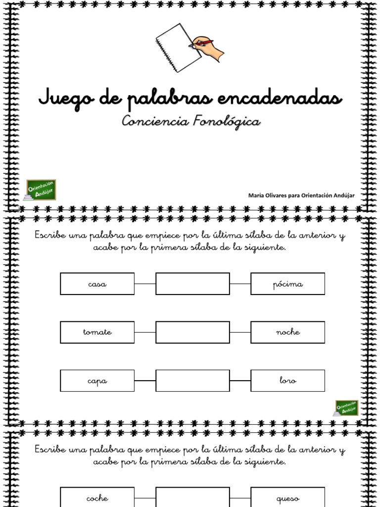 Juego de Palabras Encadenadas para Niños | PDF