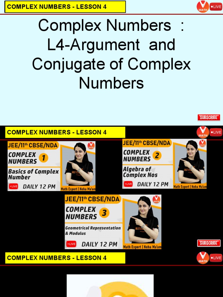 Argument and Conjugate of Complex Numbers | PDF | Complex Number | Analysis