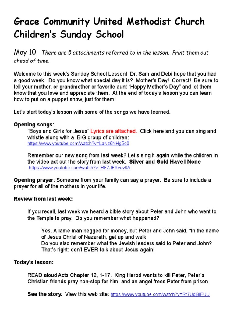 Children's Sunday School Lesson | PDF | Saint Peter | Prayer