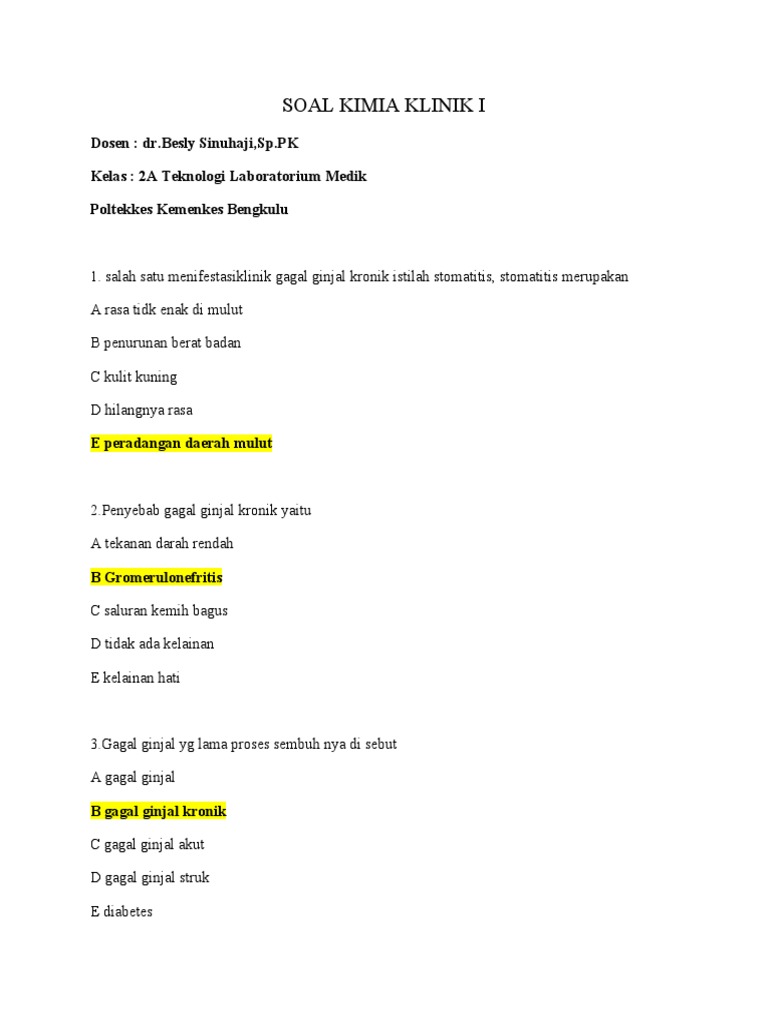Soal Kimia Klinik Pdf