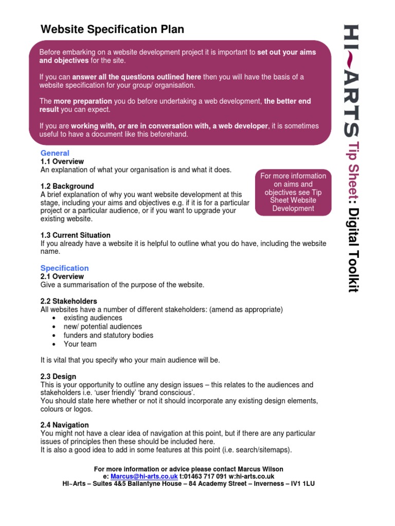 Website Spec Plan Guide | PDF | Websites | Accessibility