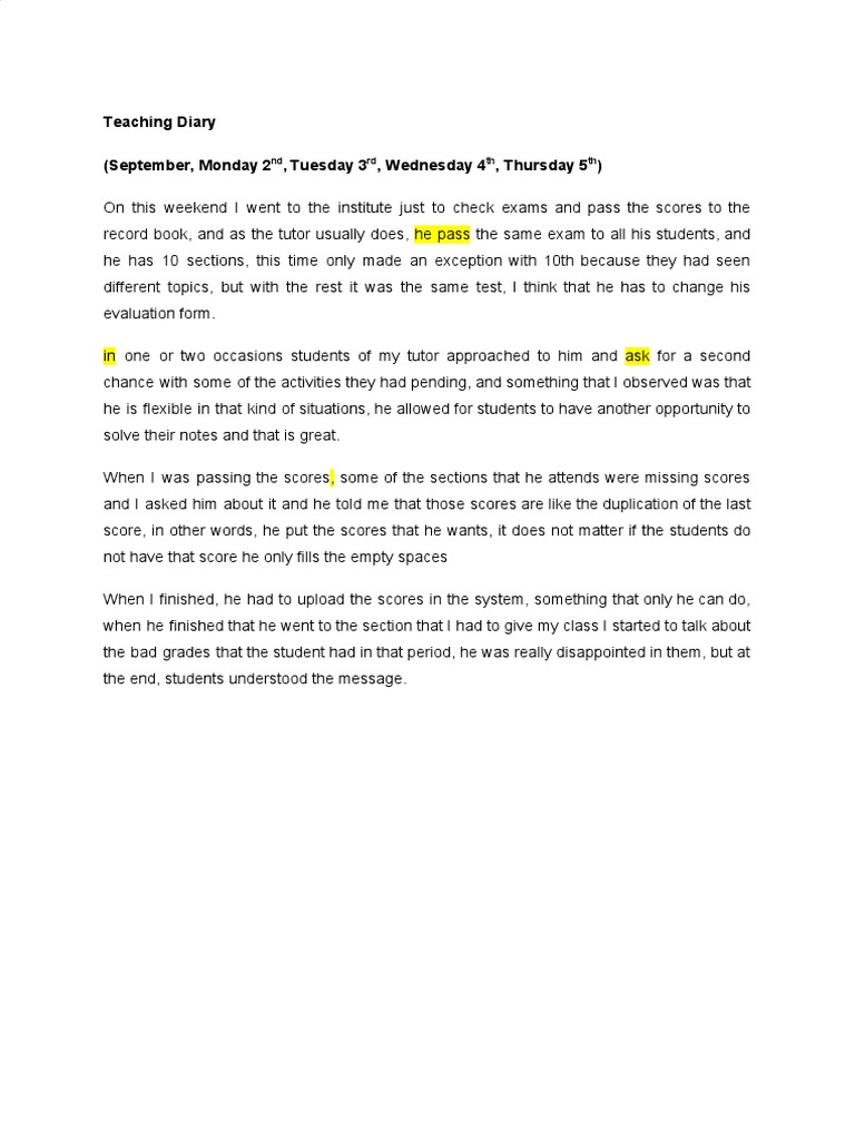 Teaching Diary PDF | PDF | Tutor | Teachers
