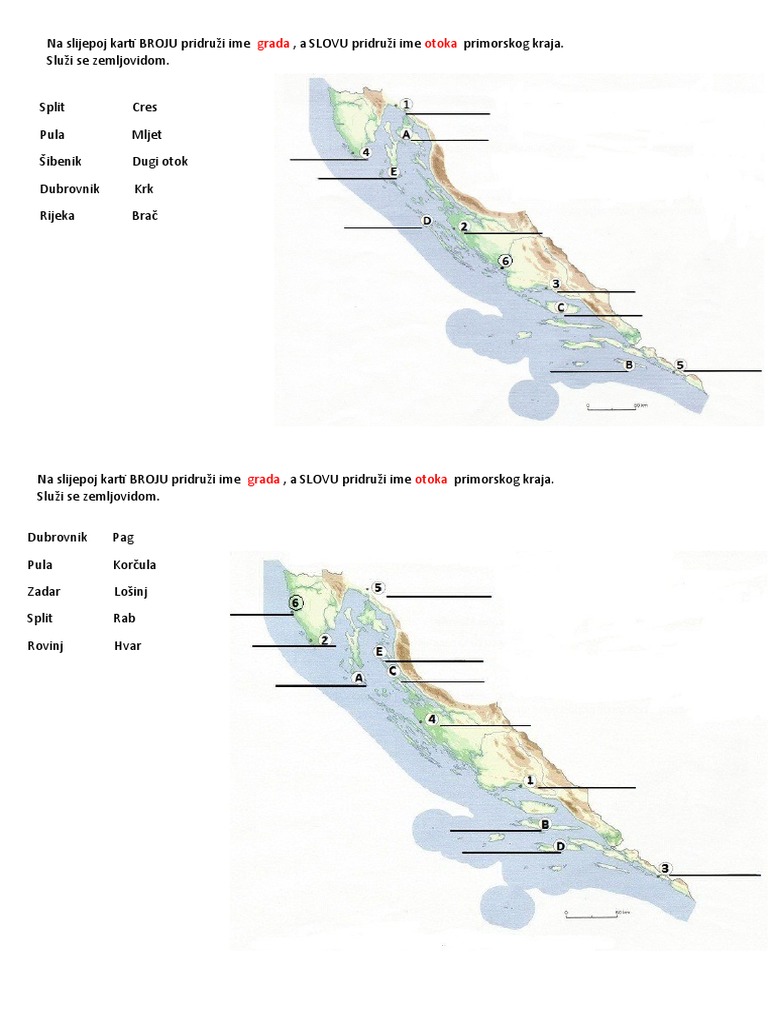 Pid - Slijepa Karta Gradova I Otoka PK | PDF