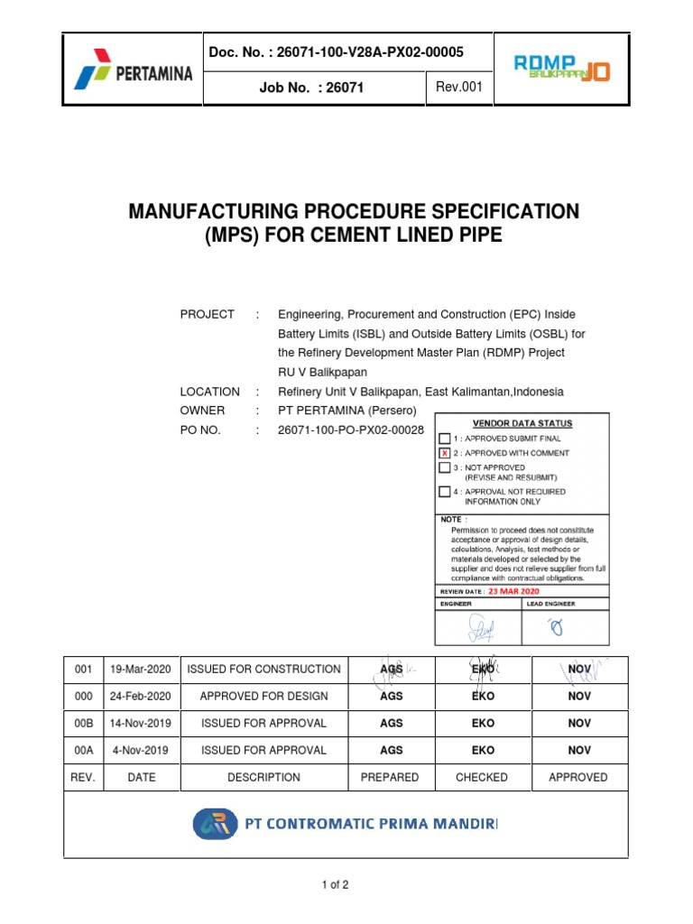 26071-100-V28A-PX02-00005-001-Manufacturing Specification Procedure ...