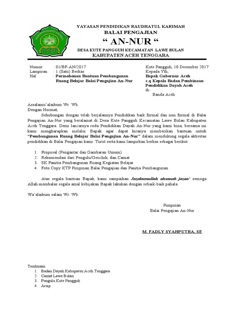 Proposal Pembangunan Balai Pengajian An-Nur | PDF