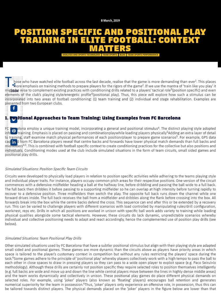 Position Specific and Positional Play Training in Elite Football ...