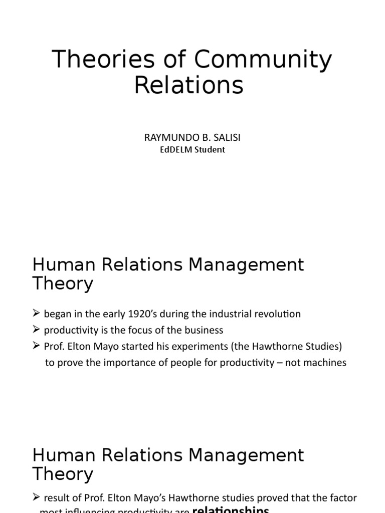 Theories Of Community Relations Pdf