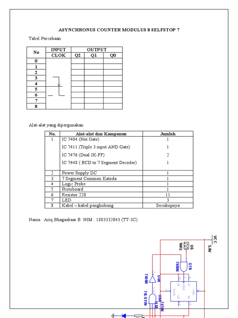 Asynchronus Counter Modulus 8 Selfstop 7 | PDF | Electronic Engineering ...