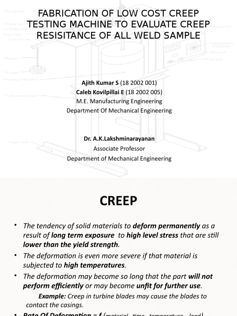 Fabrication of Low Cost Creep Testing Machine To | PDF | Creep ...