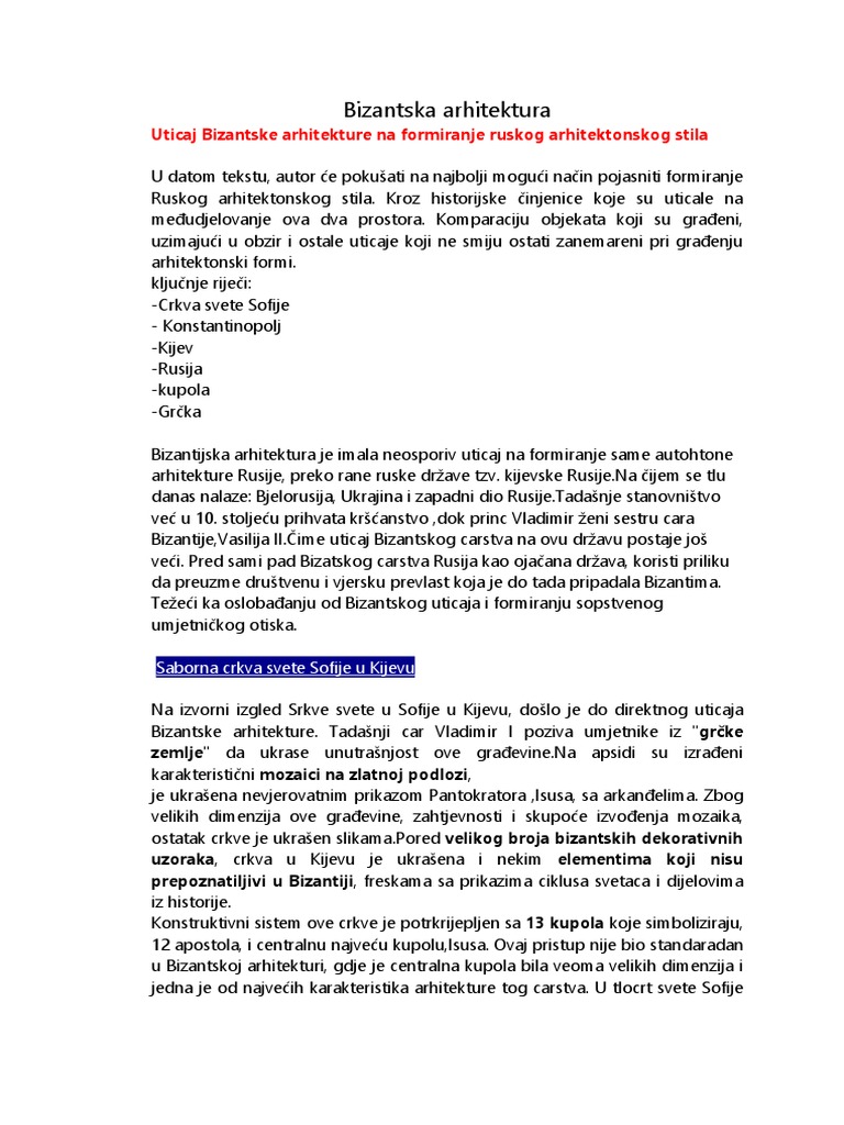 Uticaj Bizantske Rrhitekture Na Rusku I Velika Džamija U Kordobi | PDF