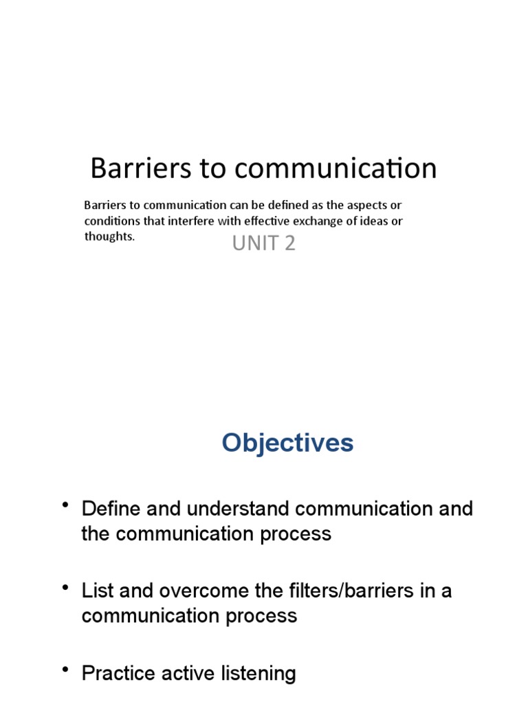 Barriers To Communication | PDF | Nonverbal Communication | Communication