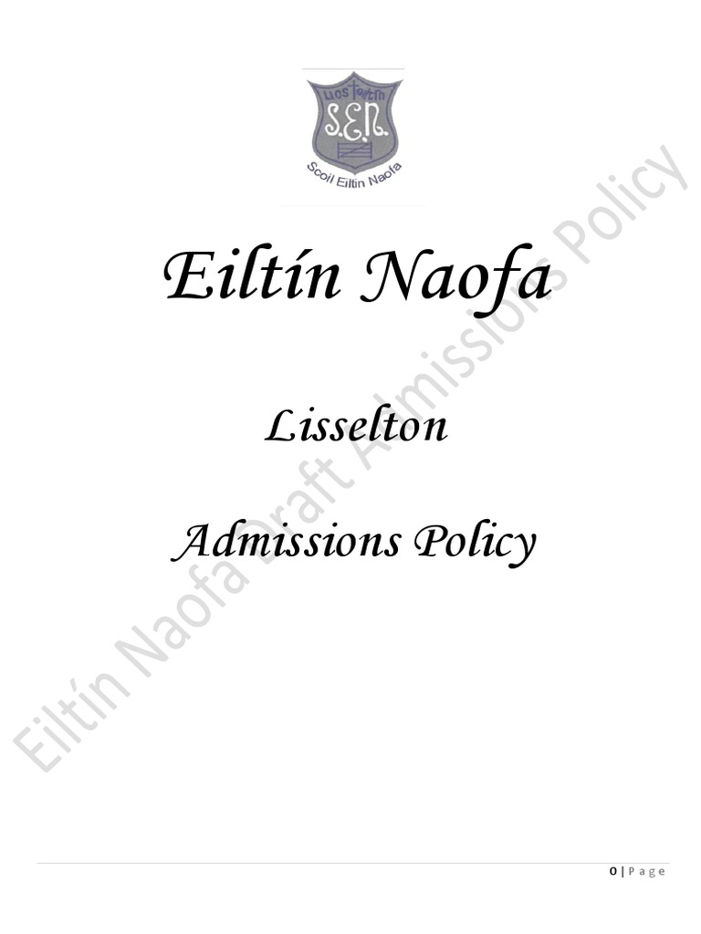 Eiltín Naofa Admissions Policy Overview | PDF | University And College ...
