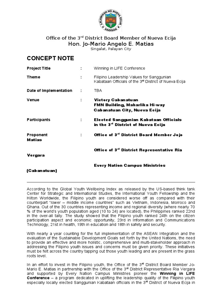 Concept Note - Winning LIFE Conference | Download Free PDF | Leadership ...