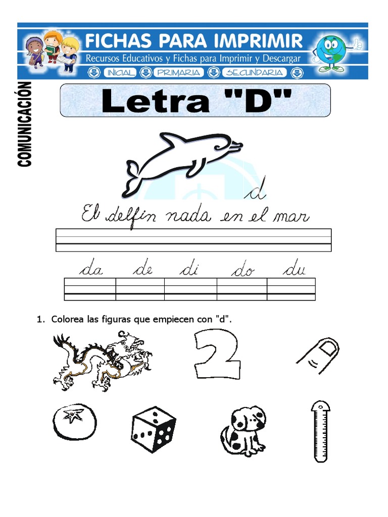 Ficha de La Letra D para Primero de Primaria | PDF
