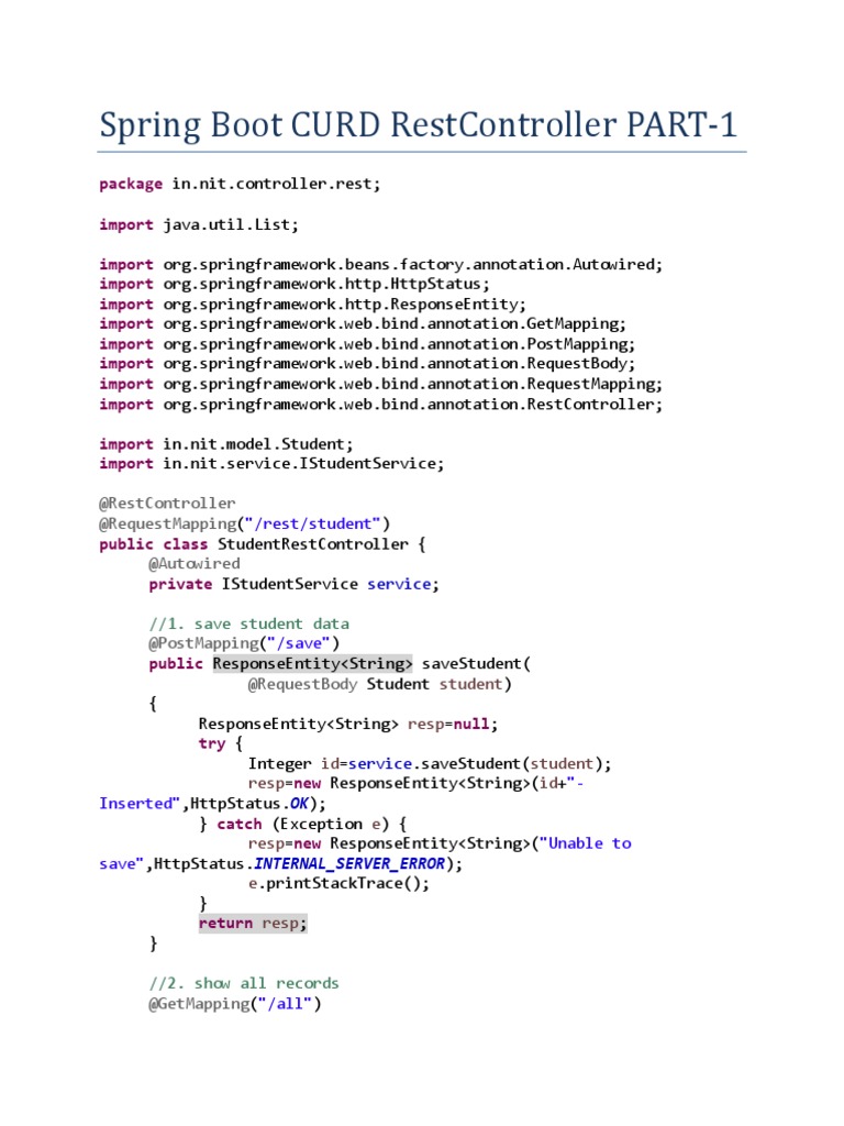 Spring Boot Curd Restcontroller Part-1 | PDF | Teaching Methods & Materials