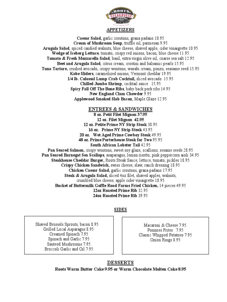Ros Menu 5.2.20 New PDF | PDF | Steak | Salad
