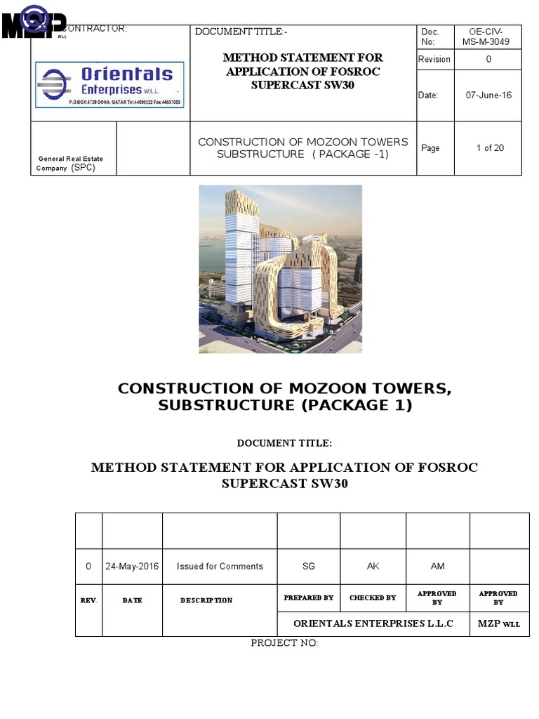 Construction of Mozoon Towers, Substructure (Package 1) : Method ...