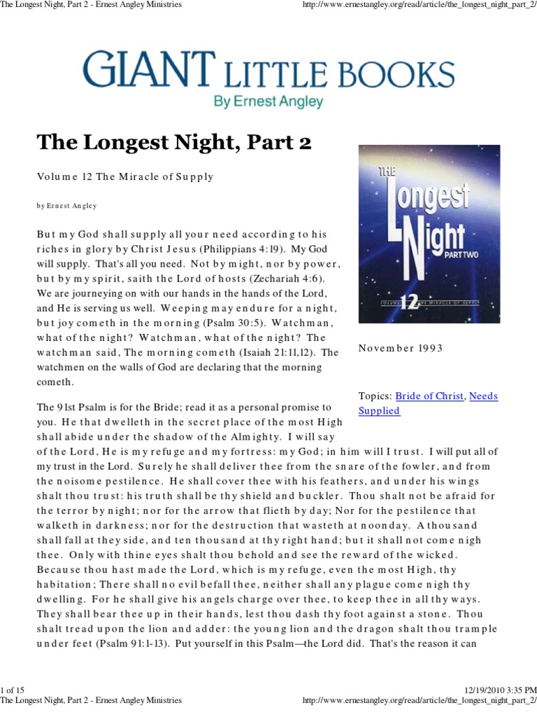 The Longest Night, Part 2 - Ernest Angley (1993) | PDF | John The ...