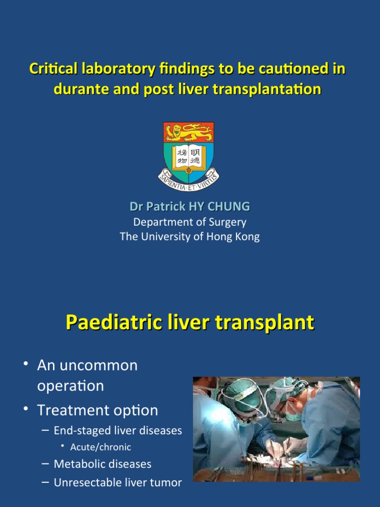 Critical Blood Tests During Liver Transplant | PDF | Liver | Medical ...