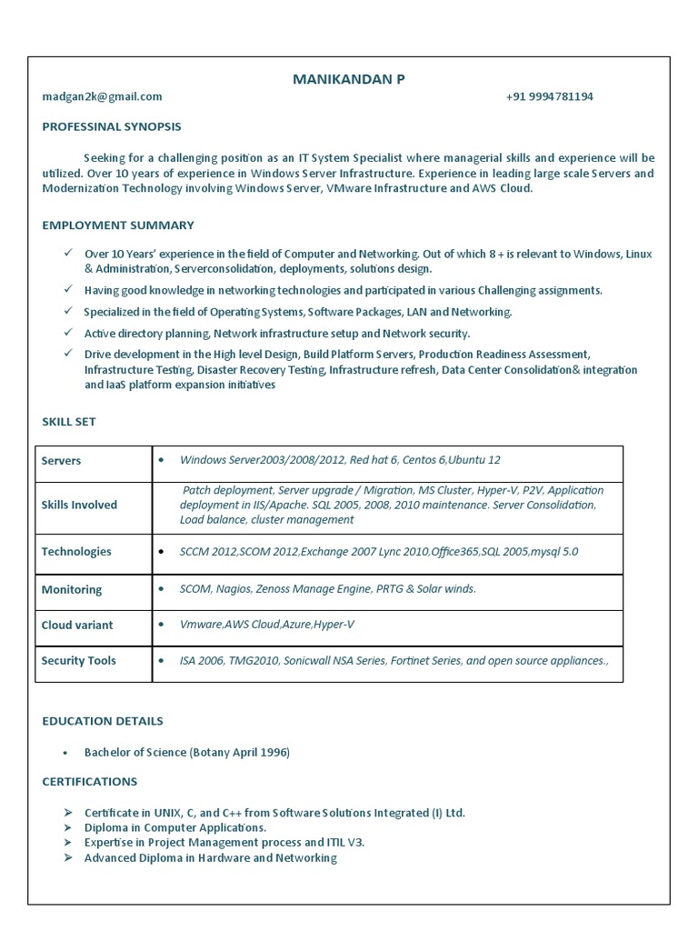 Manikandan P: Professinal Synopsis | PDF | Server (Computing) | Cloud Computing