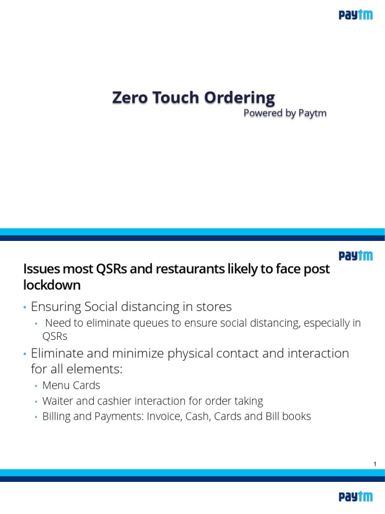 Zero Touch Ordering - Powered by Paytm | PDF | Fast Food Restaurants | Menu