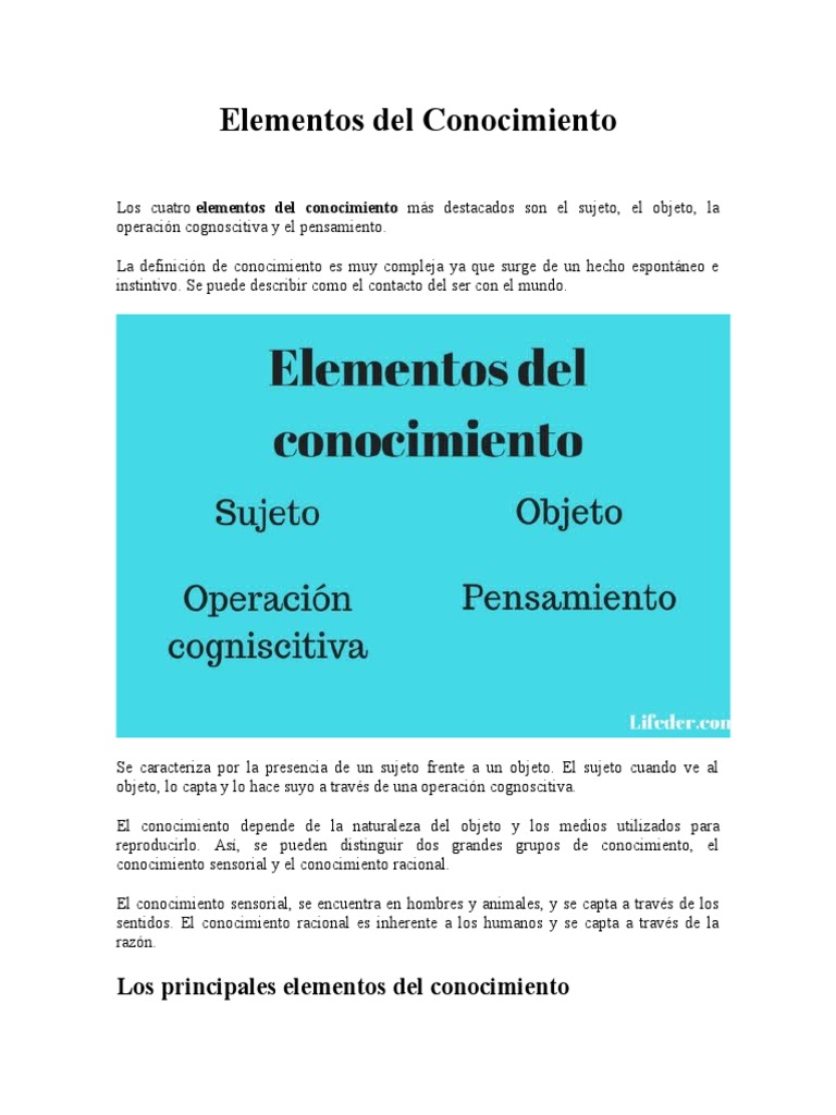 Elementos Del Conocimiento | PDF | Razón | Conocimiento