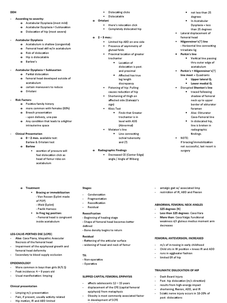 GSC - DDH LCPD SCFE and Others | PDF | Hip | Limbs (Anatomy)