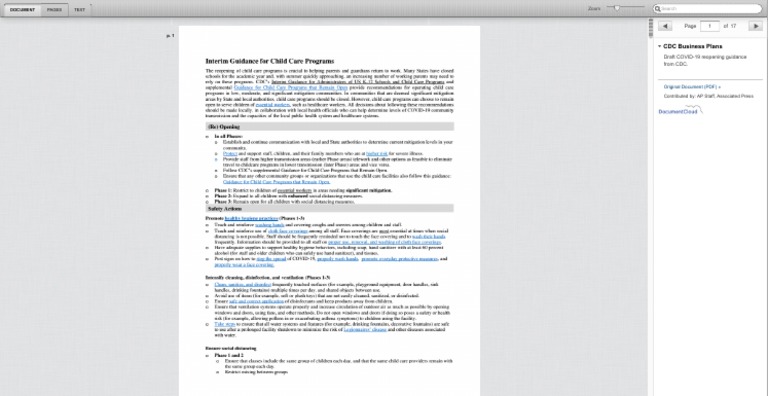 CDC Reopen Plan | PDF