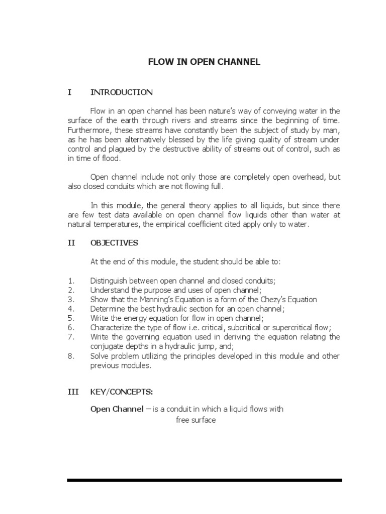 Flow in Open Channel | PDF | Civil Engineering | Continuum Mechanics
