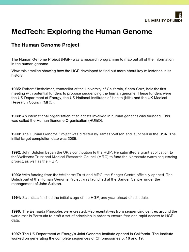 Medtech: Exploring The Human Genome | PDF | Genome | Computational Biology