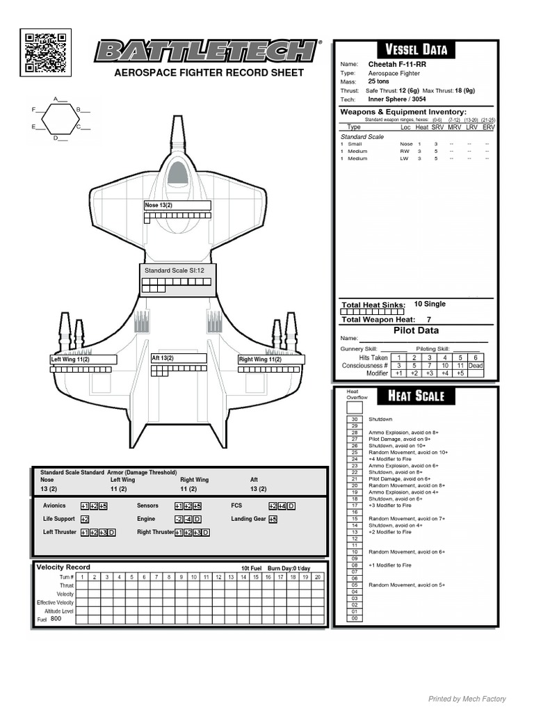 Aerospace Fighter Record Sheet | PDF
