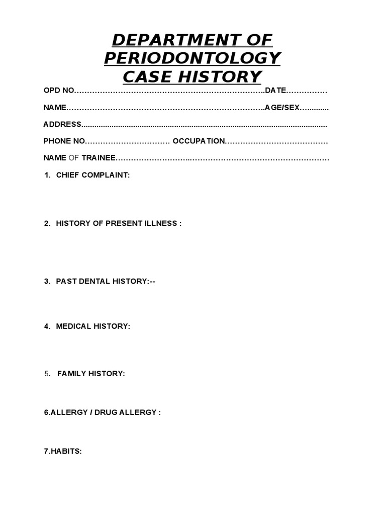 Periodontics Case Sheet .... | PDF | Periodontology | Animal Anatomy