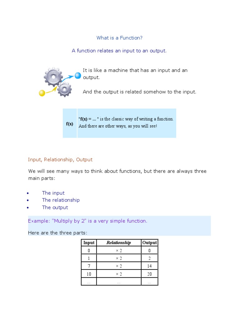 A Function Relates An Input To An Output | Download Free PDF | Numbers ...