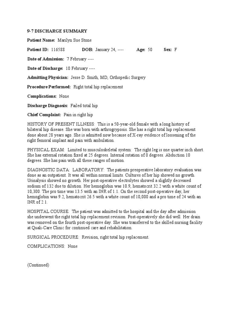 Discharge Summary | PDF | Surgery | Patient