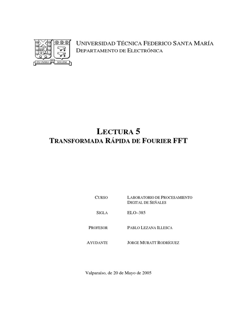 Lectura FFT PDF | PDF | Transformada discreta de Fourier | Transformada ...