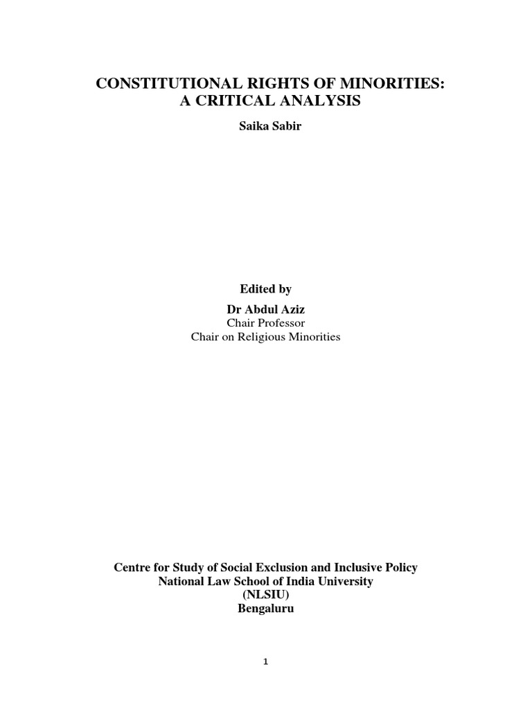 Critical Analysis of Constitutional Rights and Protections for Religious Minorities in India ...