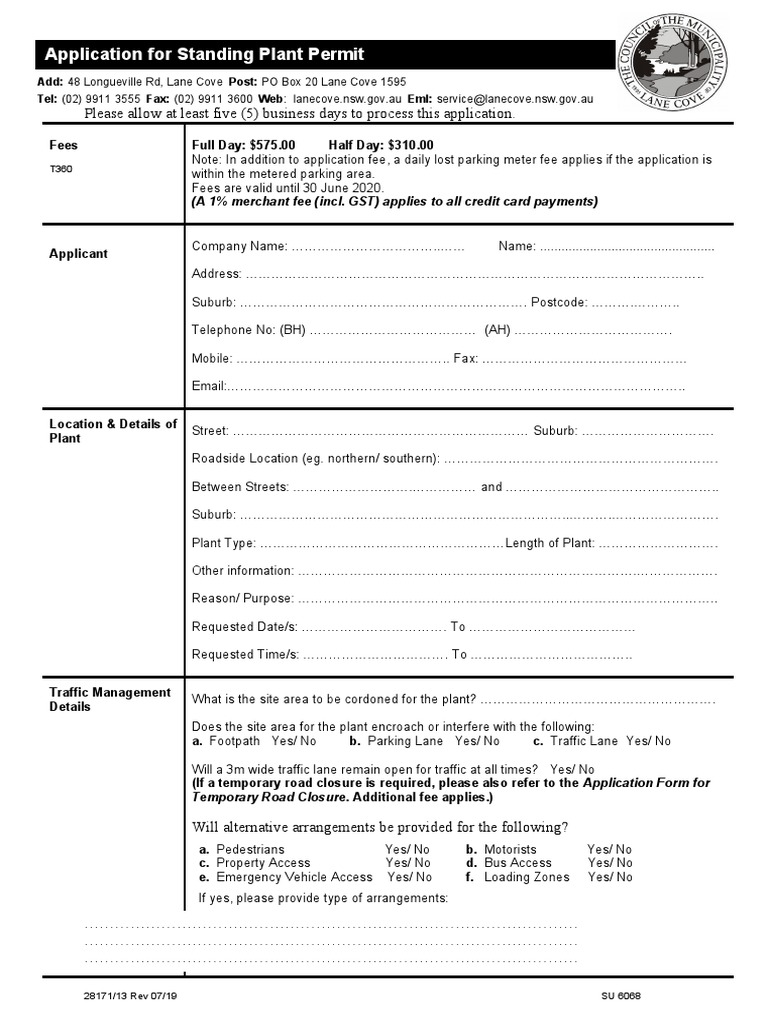 TRIM - Application Form For Standing Plant Permit - 812254 | PDF ...