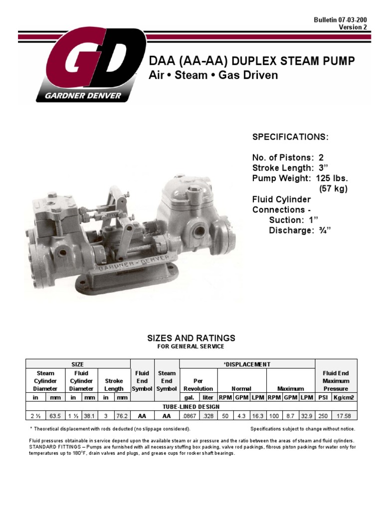 1017 Daa Aa Aa Duplex Steam Pump PDF | PDF | Piston | Cylinder (Engine)