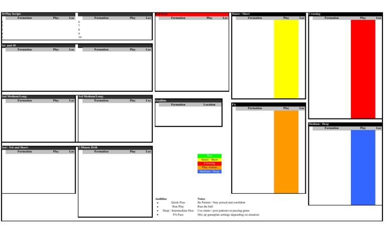 Playcall Sheet Blank Template | PDF | American Football | Sports