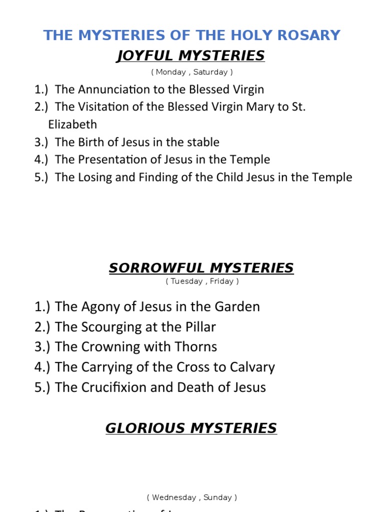 The Mysteries of The Holy Rosary | PDF