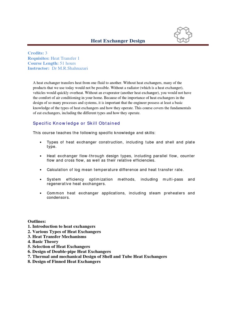 Heat Exchanger Design | PDF | Heat Exchanger | Heat
