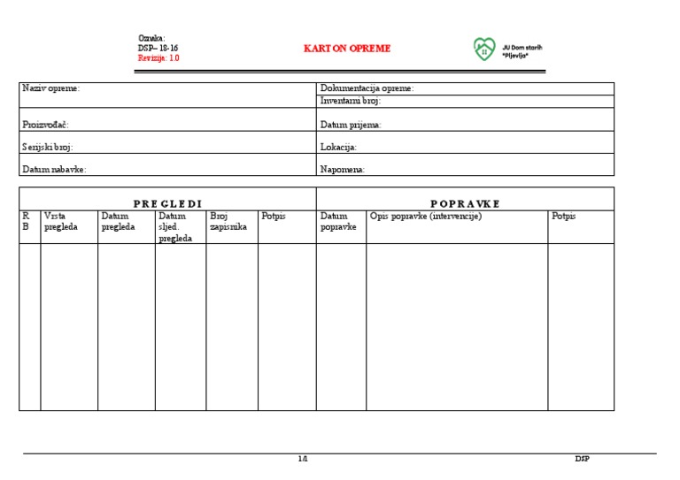 Karton Opreme - Nacrt Za Zeljka | PDF