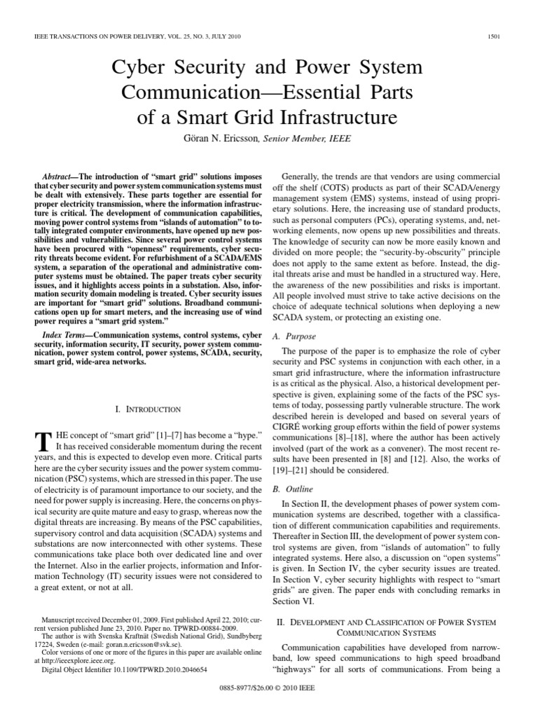 Cyber Security and Power System Communication - Essential Parts of A ...