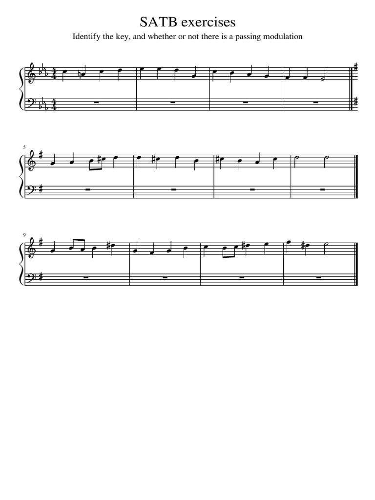 SATB Exercises: Identify The Key, and Whether or Not There Is A Passing ...